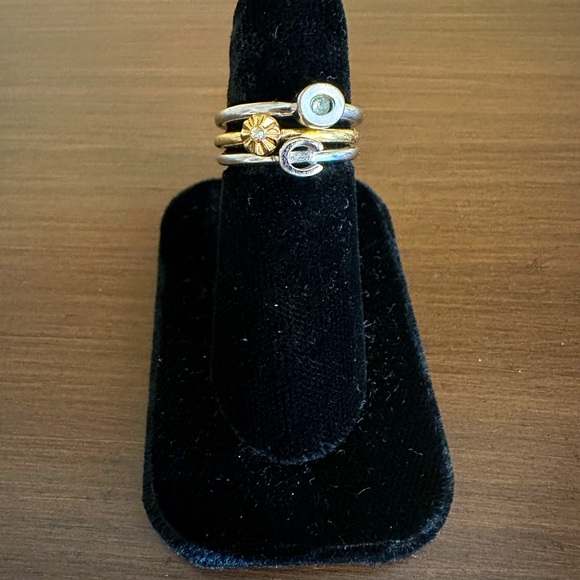 Coach | Jewelry | Coach Two Tone Set Of 3 Stackable Rings | Poshmark
